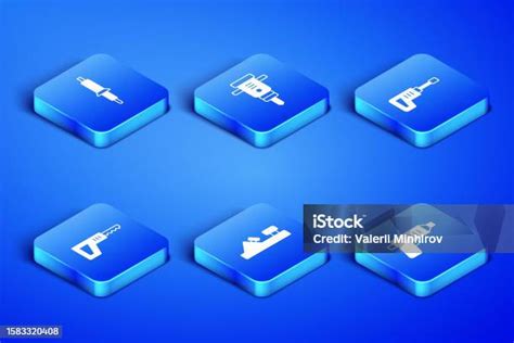 전기 무선 드라이버 납땜 인두 목재 평면 도구 왕복 톱 건설 착암기 및 회전식 드릴 머신 아이콘을 설정합니다 벡터 3차원 형태에 대한 스톡 벡터 아트 및 기타 이미지