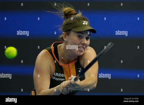 Linda Noskova Of The Czech Republic Returns The Ball From Amanda