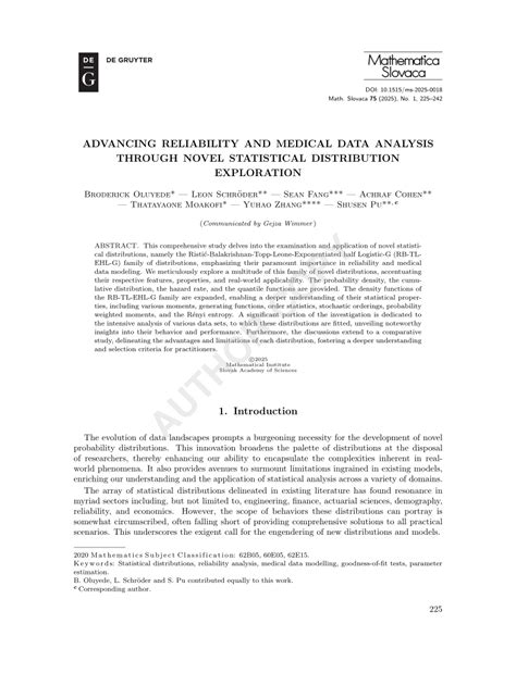 Pdf Advancing Reliability And Medical Data Analysis Through Novel Statistical Distribution