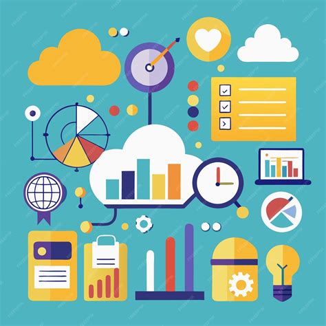 colorful cloud computing and data analytics concept with charts graphs