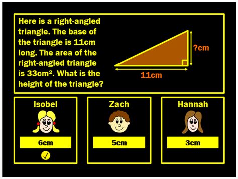 area of a triangle powerpoint game by arithmetickx teaching resources