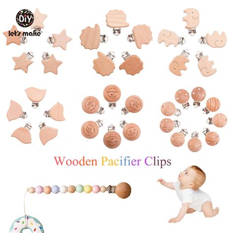 1pc5pc Wooden Pacifier Clips Food Grade Wood Natural Organic Wooden