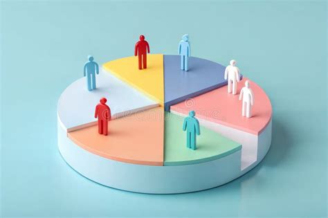 Colorful Pie Chart With People Representing Market Segmentation Stock