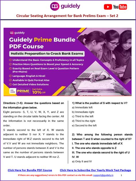 Circular Seating Arrangement Questions Free Pdf Set 2 Pdf