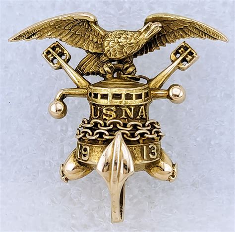 Stunning 1913 Usna Annapolis 14k Graduation Pin Of James Emmet Brenner