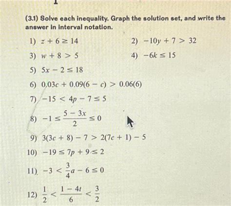 Solved 31 Solve Each Inequality Graph The Solution Set