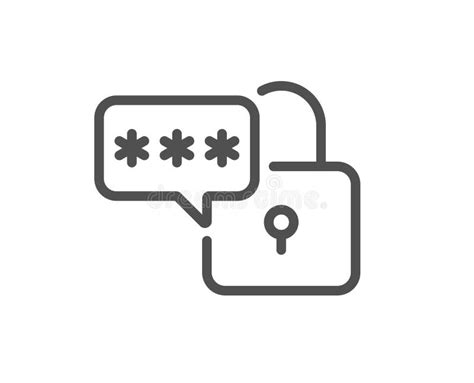 Lock Line Icon Padlock Password Sign Vector Stock Vector