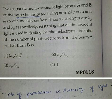[answered] Two Separate Monochromatic Light Beams A And B Of Th