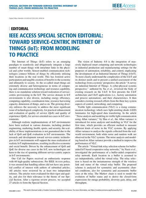 Pdf Ieee Access Special Section Editorial Toward Service Centric Internet Of Things Iot