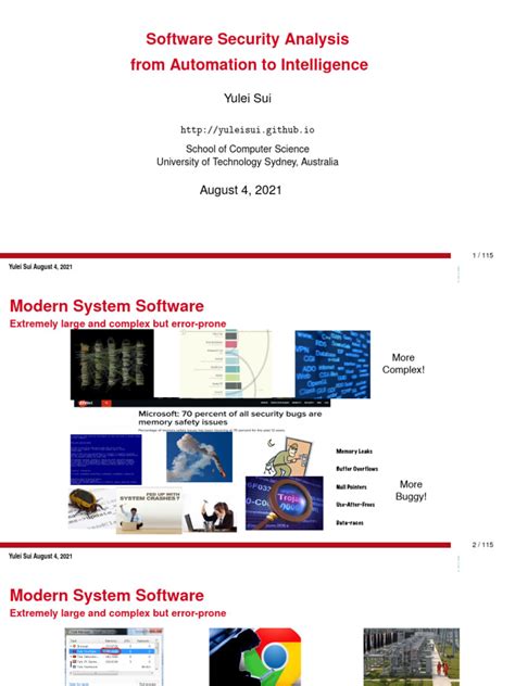 Software Security Analysis From Automation To Intelligence Pdf Software Bug Computer Program