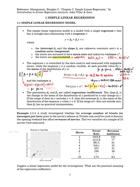1 Simple Linear Regression Pdf Errors And Residuals Ordinary Least Squares