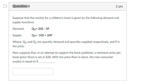 solved d question 6 2 pts suppose that the market for a