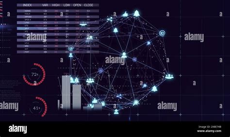 Image Of Statistical Data Processing And Globe Of Digital Icons Against