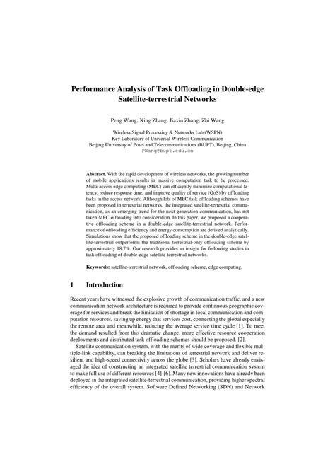 Pdf Performance Analysis Of Task Offloading In Double Edge Satellite