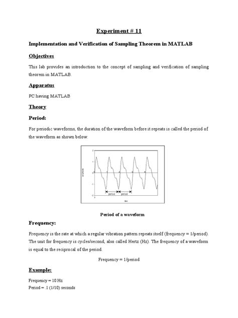 experiment 11 implementation and verification of sampling theorem in