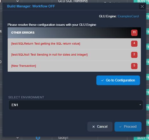Glu Global Build Manager Errors