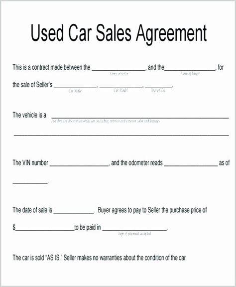 Selling A Car Letter Template