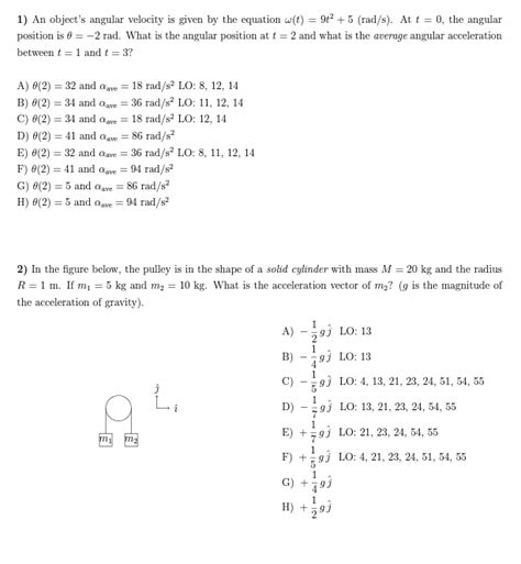 Solved An Object S Angular Velocity Is Given By The Chegg