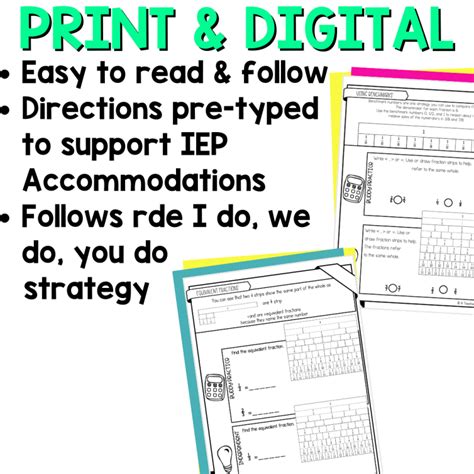 3rd Grade Guided Math Notes Equivalent Fractions Test Prep