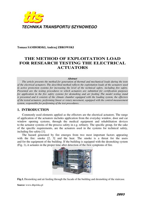 PDF THE METHOD OF EXPLOITATION LOAD FOR RESEARCH TESTING THE ELECTRICAL ACTUATORS