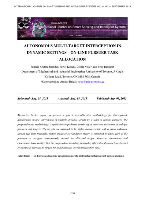 pdf autonomous multi target interception in dynamic settings on
