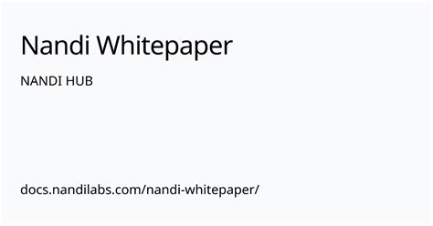 Nandi Hub Nandi Whitepaper