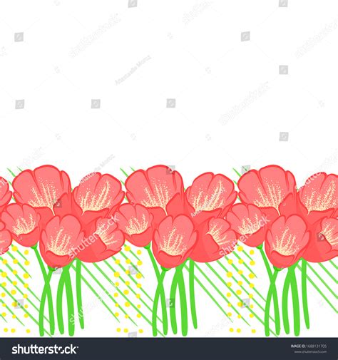 Flower Pattern Tulip Horizontally Repeating Texture Stock Vector