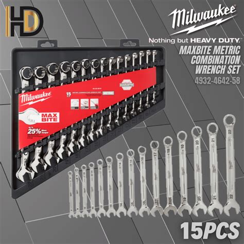 Milwaukee 4932 4642 58 Max Bite 15pc Combination Spanner Set Metric