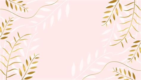 파스텔 색상 배경의 우아한 황금색과 흰색 잎 패턴 무료 벡터