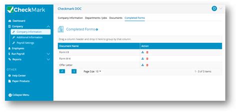 Completed Forms In CheckMark Online Payroll