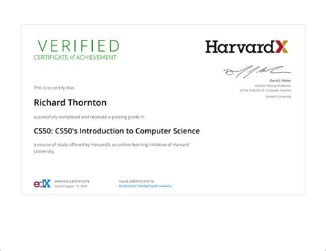 I Just Received My Edx Verified Cs50 Certificate I Must Re Iterate How Great A Course Cs50 Is