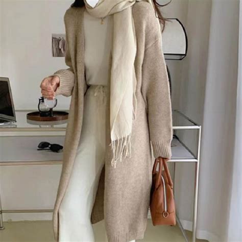 유투미월드 ♥당일 출고♥ 롱카디건 퍼프 니트 로브 엉덩이 덮는 스웨터 Up