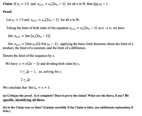 Solved Claim If S1 1 5 And Sn 1 Sn 2sn 1 For All N In N Chegg Com