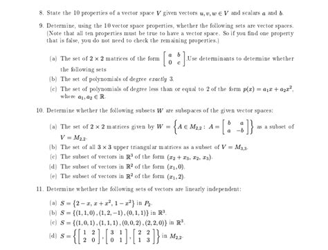 Solved State The Properties Of A Vector Space V Given Chegg