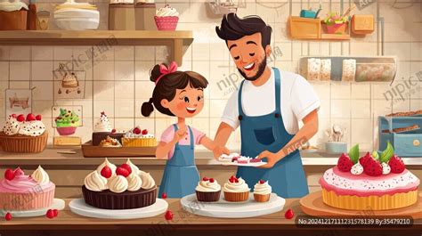 Ai创作图馅饼制作插画 做蛋糕女生插画设计 糕点制作插画 饼店插画 做糕点人物插画 甜品人物插画设计 手工打糕插画 打糕插画 插画烘焙 卡通做蛋糕 吃糕点插画 父女插画 儿童蛋糕插画 蛋糕店图