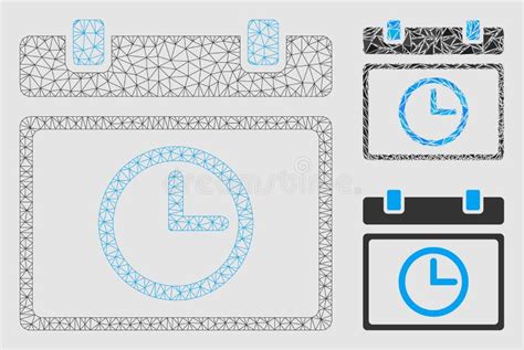 Date Time Vector Mesh Carcass Model And Triangle Mosaic Icon Stock Vector Illustration Of