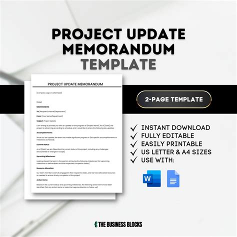 Project Update Memorandum Template Progress Report Memo Format Project Status Memo Business