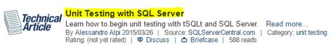 Unit Testing With Sql Server Article On