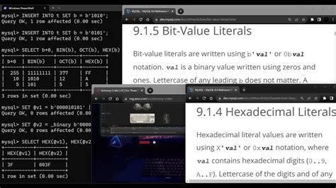 Hexadecimal Literals And Bit Value Literals Language Structure Mysql Youtube