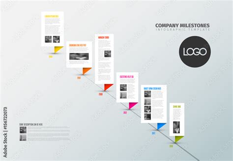 Colorful Diagonal Timeline Layout Stock Template Adobe Stock