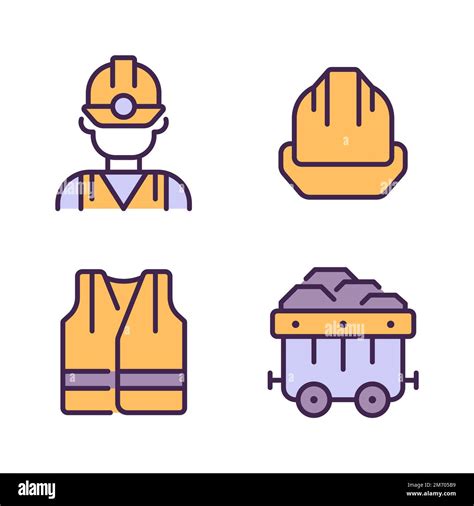 Coal Miner Protective Equipment Pixel Perfect Rgb Color Icons Set Stock Vector Image And Art Alamy