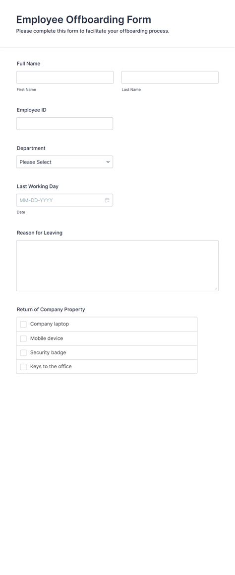 Employee Offboarding Form Template Jotform