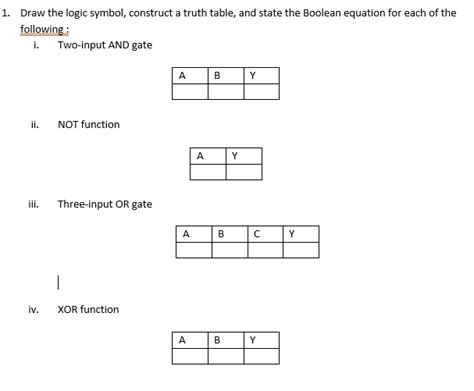 1 Draw The Logic Symbol Construct A Truth Table And State The Boolean