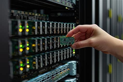 Premium Photo Close Up Of A Hand Inserting Ram Modules Into A Server