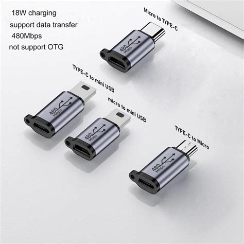 To Mini Usb Microusb Adapter Micro Usb To Type C Miniusb Converter 480mbps 