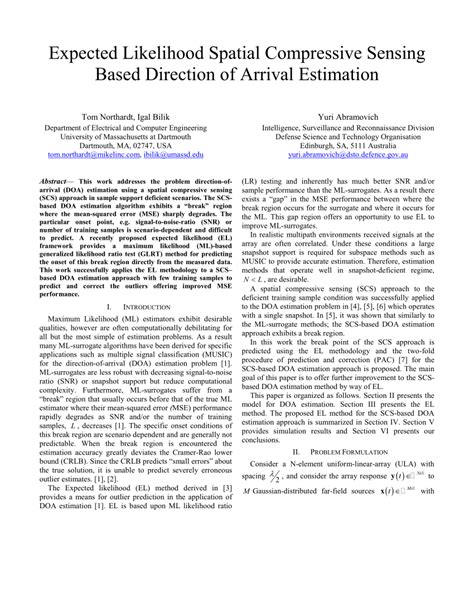 Pdf Expected Likelihood For Compressive Sensing Based Doa Estimation