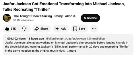 Jaafar Jacksons Interview On The Tonight Show Has Hit One Million