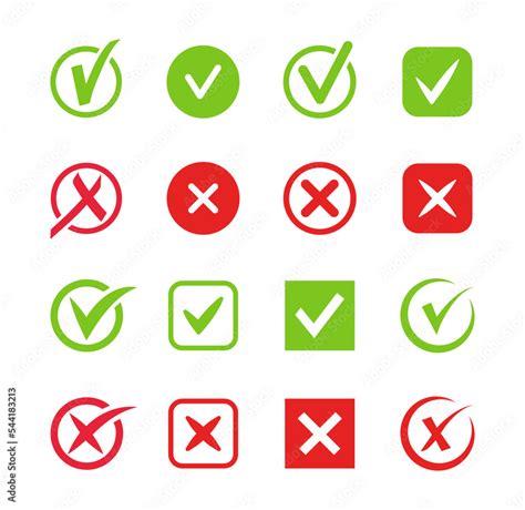 Check Mark And Cross Icons Green Check Mark And Red Cross Tick And