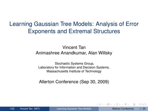 [ppt] Learning Gaussian Tree Models Analysis Of Error Exponents And Powerpoint Presentation
