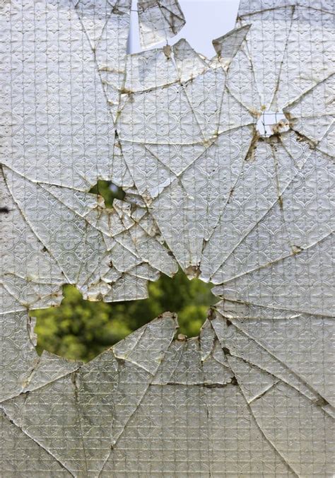 Broken Reinforced Glass Window Stock Photo Image Of Detail Hole
